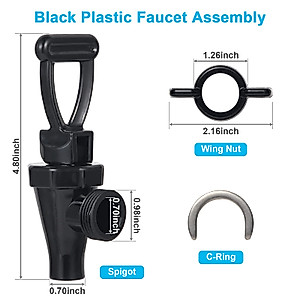 03260.0002 Replacement Faucet Kit for Ice Tea Dispenser, Water Dispenser Replacement Parts for Tea Urn, Tea Faucet Kit with 2 Wing Nut and 2 C-Ring (2Pack)