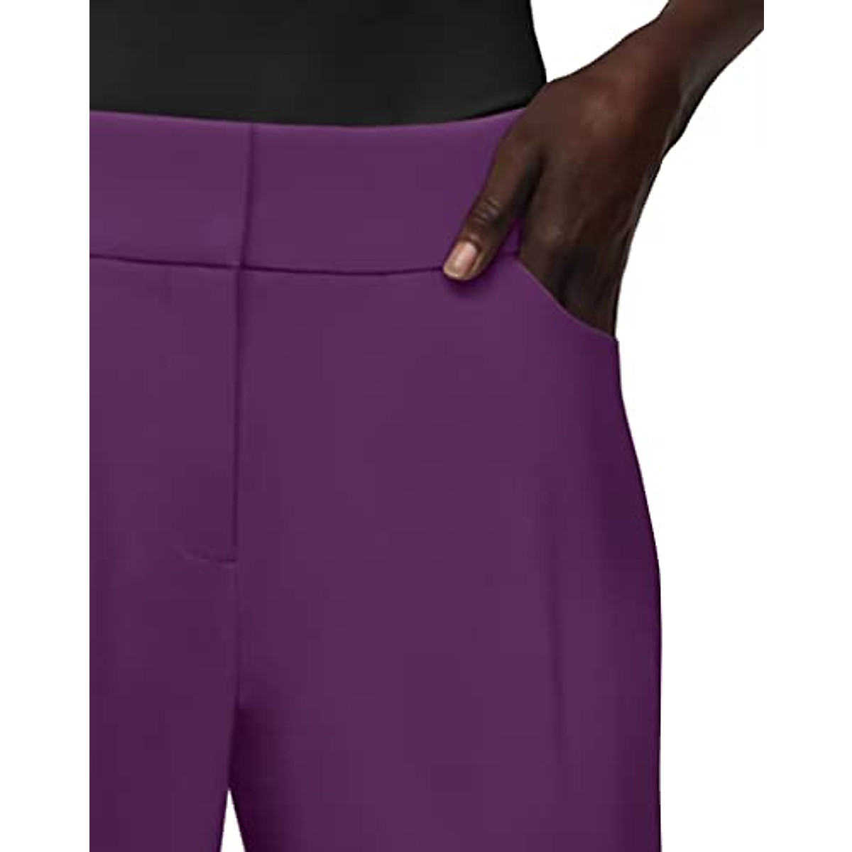 Women's High Waist Lightweight Solid Long Pants Elegant Office Trousers P5324SL CDS Purple M
