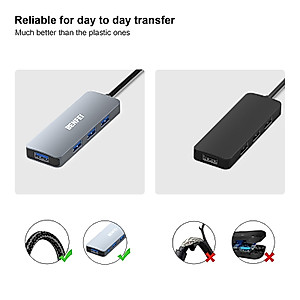BENFEI USB Hub, Ultra-Slim USB 3.0 Hub USB 4 Ports with 1 Meter Cable Compatible for MacBook, Mac Pro, Mac Mini, iMac, Surface Pro, XPS, PC, Flash Drive, Mobile HDD[Aluminium Shell&Nylon Cable]
