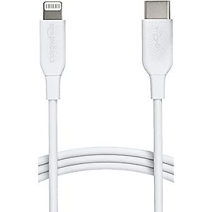 Amazon Basics USB-C to Lightning ABS Charger Cable, MFi Certified Charger for Apple iPhone 14 13 12 11 X Xs Pro, Pro Max, Plus, iPad, 6 Foot, White