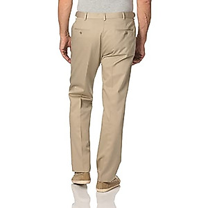 Haggar mens Work To Weekend Khaki Classic Fit No Iron Hidden Expandable Waistband Pleated Front Pant, Khaki, 38x32