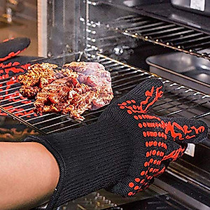 Wetest Premium 1 Pair Extreme Heat Resistant Oven Gloves for Cooking Gloves for BBQ, Grilling, Baking, Red