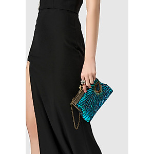 BABEYOND 1920s Flapper Peacock Clutch Gatsby Sequined Handbag Roaring 20s Evening Clutch Beaded Bag 1920s Gatsby Costume Accessories (Style 2)
