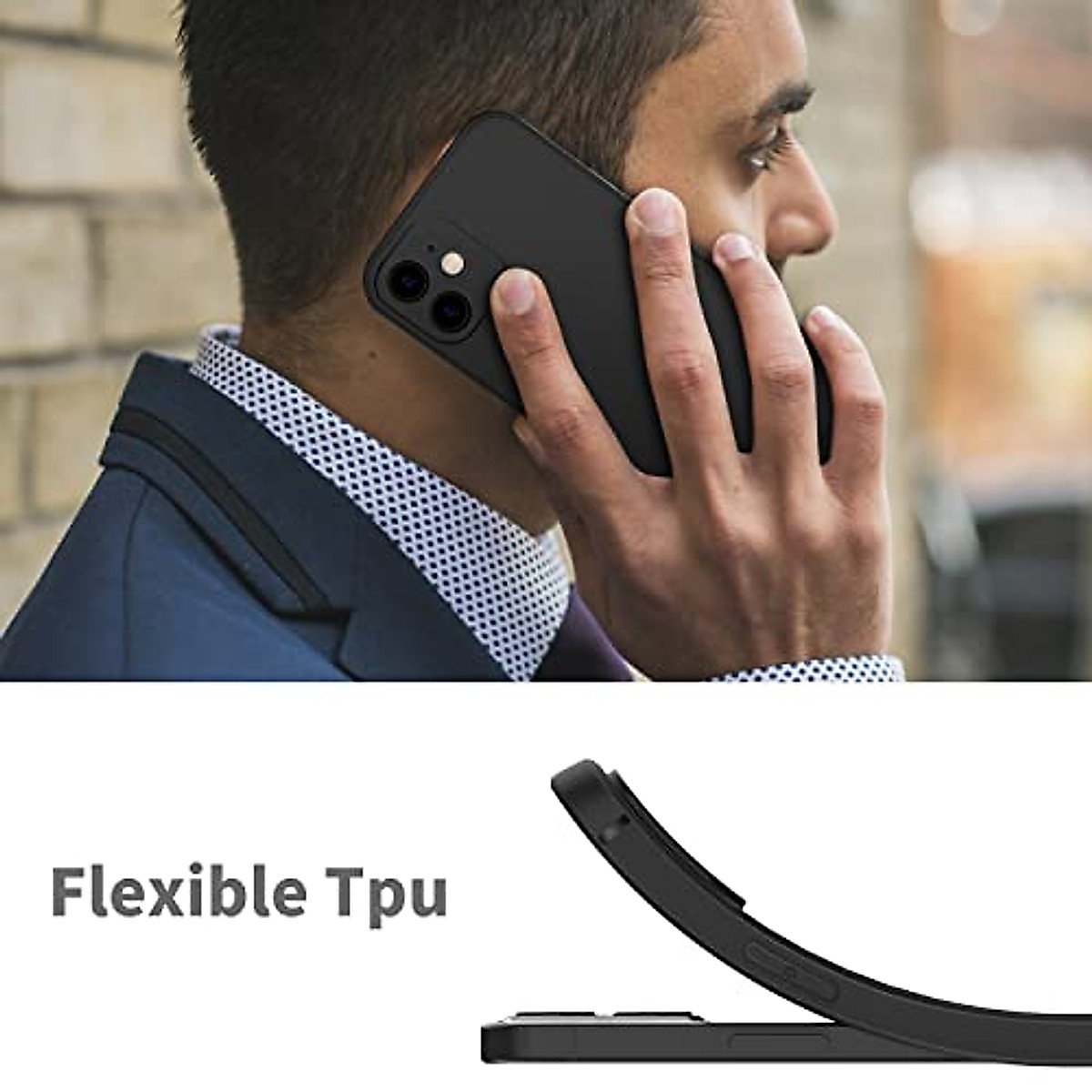 EasyAcc Slim Case for iPhone 12, Thin Matte Black TPU Phone Cases Finish Profile Soft Back Protective Cover Compatible with iPhone 12 2020