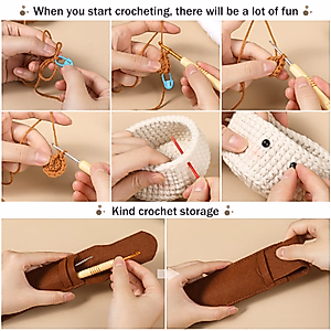 Hssugi Crochet Kit for Beginners - 6pcs Coasters in a Plant Pot Crochet Start Kit, Complete Beginner Crochet Kit with Crochet Hooks, Yarn, Clear Video Tutorials for Adult Beginners