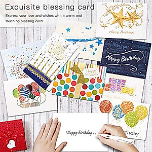 padike Unique Designs Birthday Cards Box Set - Birthday Greeting Cards - 15pc Happy Birthday Cards and 5pc Thank You Cards - Envelopes and Gold Seals