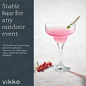 Vikko Margarita Glasses Set of 4, 10 Ounce, Crystal Clear Margarita Glass, Cosmopolitan Glassware for Margaritas, Frozen Drinks, Pina Coladas and Cocktails, Margarita Cups