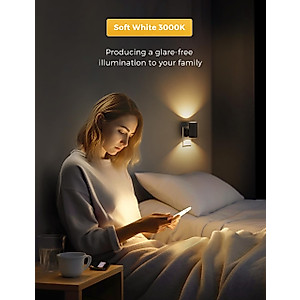 L LOHAS LED Night Light Plug in, Modern Night Lights Plug into Wall, Dusk to Dawn Sensor, Soft White 3000K, 0-100LM Adjustable Brightness, Dimmable Night Lights for Hallway Bedroom Stairway, 2 Pack