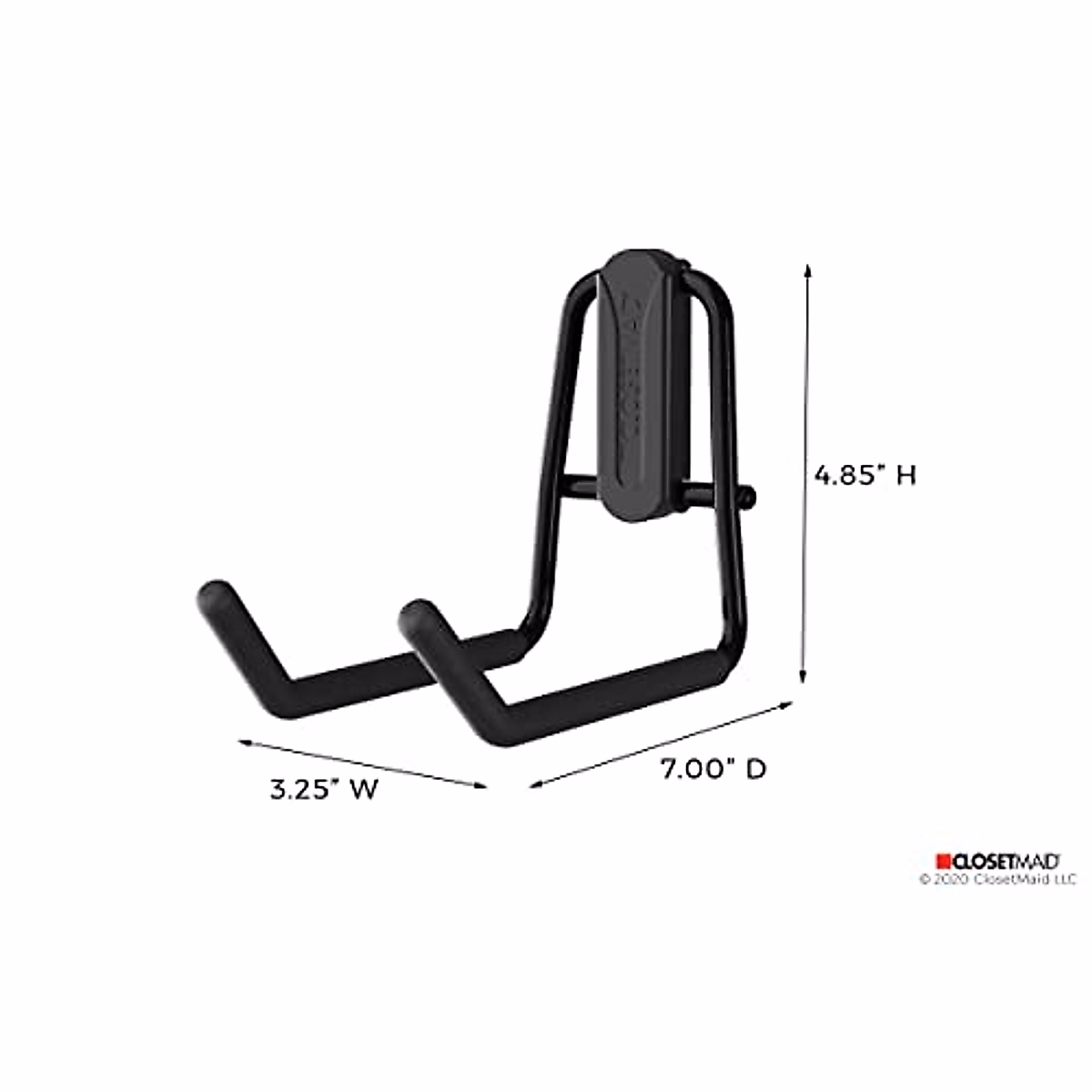 ClosetMaid MaxLoad 3-Pack Garage Hooks & Hangers Wall Mount Heavy Duty Storage for Long Handle Tools, Cords, Hoses, Shovels, Rakes, Brooms, Black