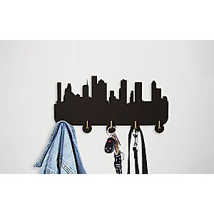 The Geeky Days America Houston Skyline Home Decor Wall Art Wall Hooks Clothes Coat Hats Hooks City Landscape Bedroom Living Room Decor Towel Robe Hooks