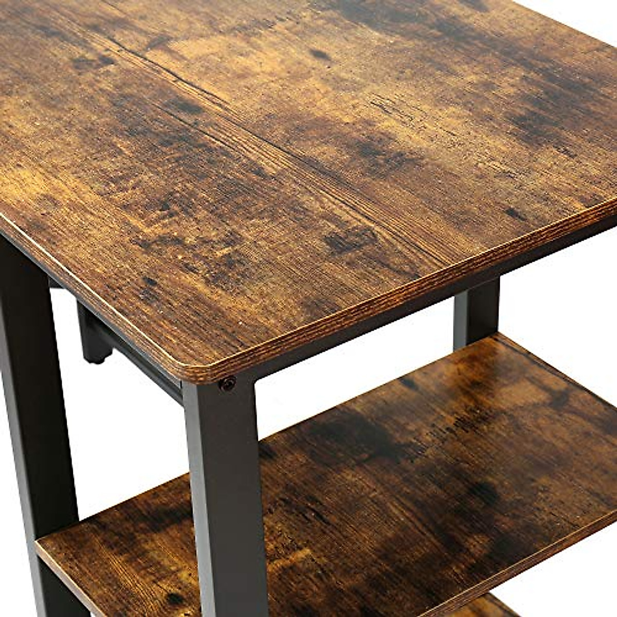 Wodeer L Shaped Computer Desk with Storage Shelves Corner Gaming Desk Writing Study Table Home Office Workstation Wood & Metal （Rustic Brown）