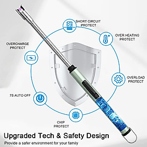 ARECTECH Lighter Candle Lighter Electric Lighter Rechargeable Lighter USB Arc Lighter Plasma for Camping Candle Cooking BBQs Fireworks Green