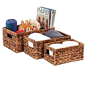 CENBOSS Woven Storage Baskets (Brown Wash, Set of 3 Sizes)