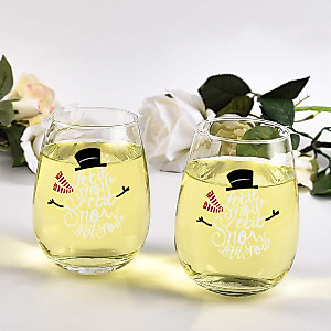 Futtumy Let It Snow Stemless Wine Glass Set of 2, Unique Christmas Wine Glass for Men Women Dad Mom Friend Coworker Family, Wine Gift for Christmas New Year, 15oz