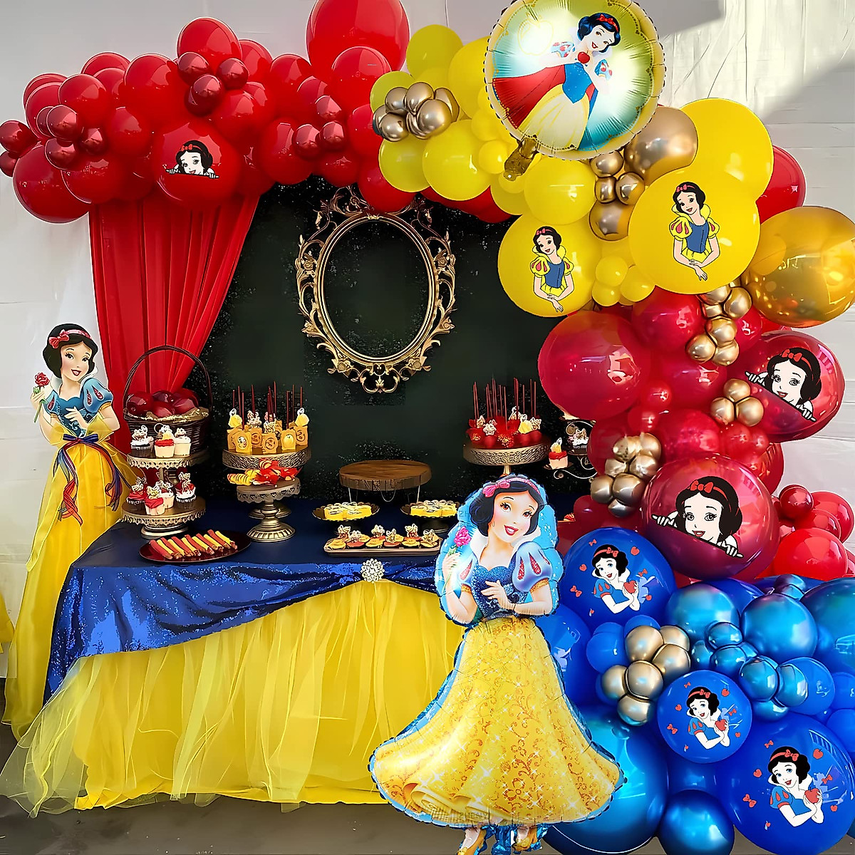 Snow White Theme Party Decoration Balloon Garland Set, Princess Birthday Party Supplies,Princess Shape Foil Latex Balloons for Snow White Party Princess Party Decorations Kids Baby Shower Birthday