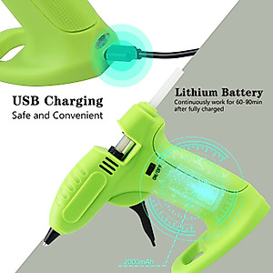 Cordless Hot Glue Gun, Glue Gun Cordless & Rechargeable, Cordless Gun Glue, USB Glue Gun with 30 Glue Gun Sticks & Battery Operated & Charger Glue Guns Kit for Crafts DIY Arts Home Repairs