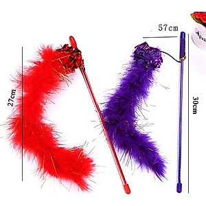 Purple Cat Teasing Stick Toy Interactive Stick, Sparkly Feather Boa with Crinkle Ball Tease Cat Rod Funny Cute Pet Supplies for Cat Training Indoor Cats Cat Toys Interactive for Indoor Cats