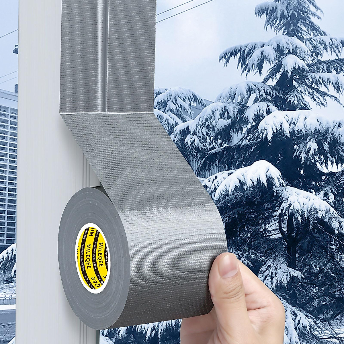 MILEQEE Cloth Duct Window Seal Strip Tape for Winter, 2.75in x 66FT, Weather Stripping Sealing Insulation Tape for Windows and Door, Easy Tear Sealer Draft Blocker Silver