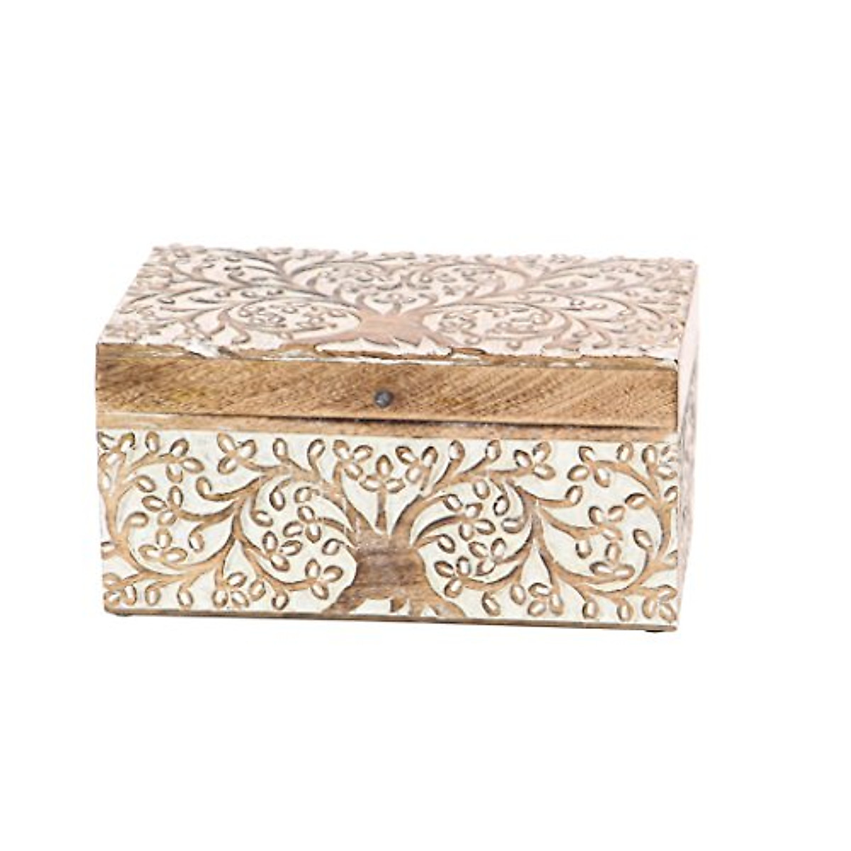 Deco 79 Mango Wood Floral Box with Hinged Lid, Set of 3 8", 10", 12"W, Brown