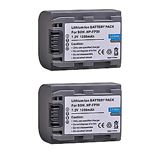 Batmax 2 Pack 1250mAh NP-FP50 Battery + USB LCD Dual Charger for Sony NP-FP30 NP-FP60 NP-FP70 NP-FP71 Battery and Sony DCR-DVD103 DVD105 DVD202E DVD203 DVD205 DVD305 DVD92
