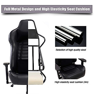Massage Gaming Chair Big and Tall Gaming Chair - Metal Base High Back Racing Game Chair Computer Chair, Ergonomic Leather Executive Gaming Chair with Headrest and Lumbar Pillow