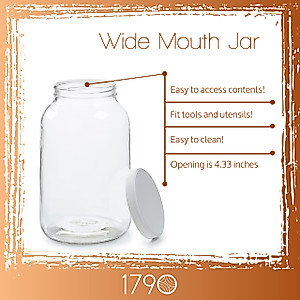 Empty 1 Gallon Glass Jar w/Airtight Leakproof Plastic Lid - Wide Mouth Easy to Clean - BPA Free & Dishwasher Safe - USDA Certified - Kombucha Tea, Kefir, Canning, Sun Tea, Fermentation, Food Storage