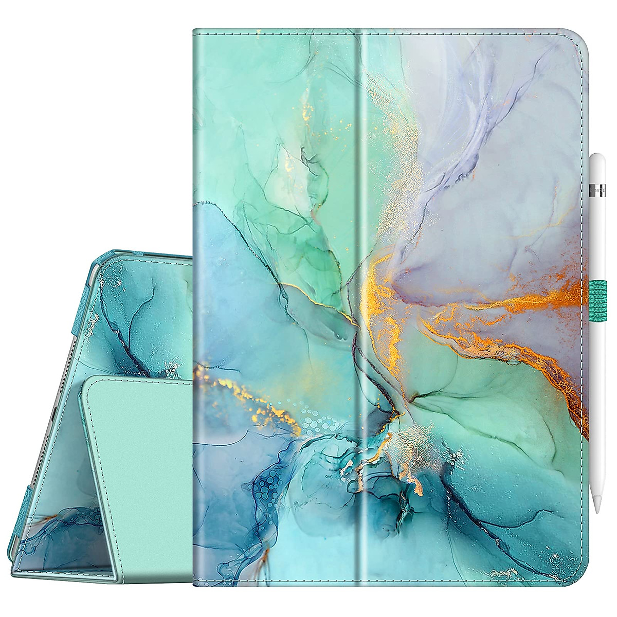 Fintie Folio Case for iPad 9th / 8th / 7th Generation (2021/2020/2019) 10.2 Inch - [Corner Protection] Premium Vegan Leather Stand Back Cover w/Pencil Holder, Auto Sleep/Wake, Emerald Marble