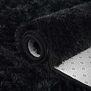 ISEAU Black Rug for Living Room, Fluffy 5x8 Feet Area Rug Carpets Soft Shaggy Rugs for Bedroom, Fuzzy and Comfy Shag Large Rug for Teen's Dorm Boys Kids Nursery Room Decor