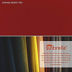 California Umbrella 7.5' Round Aluminum Market Umbrella, Crank Lift, Push Button Tilt, Black Pole, Sunbrella Jockey Red