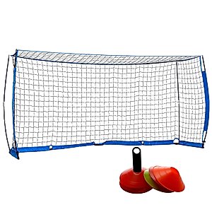 ZELUS Portable Soccer Goal Set: 12x6 ft Soccer Goal for Backyard Practice and 12 Soccer Cones | Soccer Equipment for Training & Fun for Outdoor Play w Knotless Net, 12 Sport Cones (Blue)