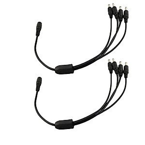 UpperFu 2pcs CCTV DC Power Splitter Cable 5.5mm x 2.5mm Female Jack to 4 Male Splitter Connector Cable 5.5mm x 2.5mm Adapter for LED Strip Surveillance Camera Security Camera