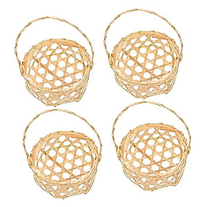 Abaodam 8 Pcs Portable Bamboo Basket Decorative Basket Kitchen Egg Basket Miniature Flower Basket Mini Picnic Basket Wicker Bread Tiny Fruit Basket Multifunction Multipurpose Basket