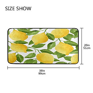 Kitchen Rugs Lemon Yellow Tree Design Non-Slip Soft Kitchen Mats Bath Rug Runner Doormats Carpet for Home Decor, 39" X 20"