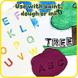 READY 2 LEARN Easy Grip Dough and Paint Stampers - Uppercase Alphabet - Set of 27 - Ages 2+ - Easy to Hold Letter Stamps for Kids