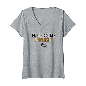 Womens Emporia State University ESU Hornets Stacked V-Neck T-Shirt