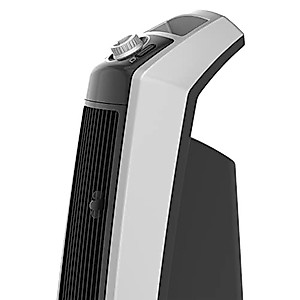 Lasko Oscillating High Velocity Tower Fan, Remote Control, Timer, 3 Powerful Speeds, for Garage, Basement and Gym, 35" Silver and Black, U35115