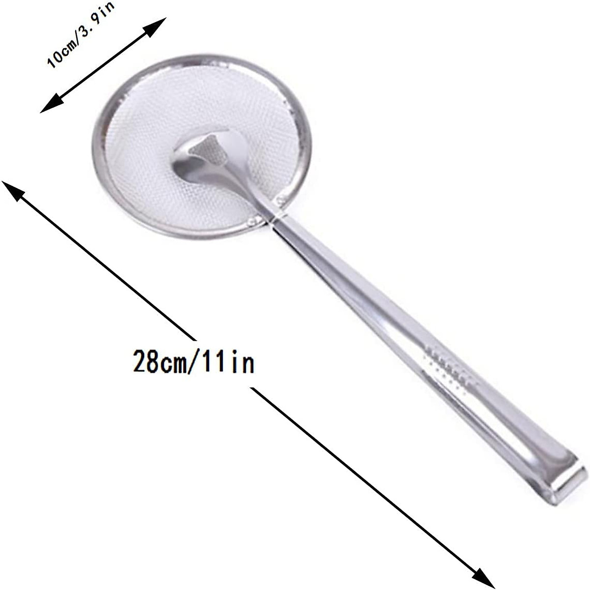 2 in 1 Stainless Steel Fine Mesh Strainer With Clip Tongs Oil Filter Spoon Multi-functional Reusable BBQ Filter Clamp Strainer Kitchen Tools for Oil-frying Food