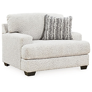 Signature Design by Ashley Brebryan Coastal Upholstered Oversized Chair with 1 Accent Pillow, Beige
