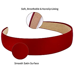 Wecoe 10 Pack Satin Headbands 1.3 Inch Wide Silk Headband Women Non Slip White Purple Red Blue Green Colorful Plain Head bands Hair Bands DIY Hair Accessories for Women Girls Accesorios Para Mujer