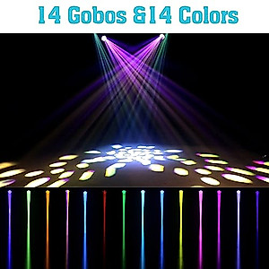 SHEHDS Moving Head Stage Lights 275W 10R Bulb (8000K) 14 Gobos 14 Colors 2 Prisms Linear Zoom DJ Lights with Frost & Rainbow Wheel Spotlights for Party Disco KTV Bar Show