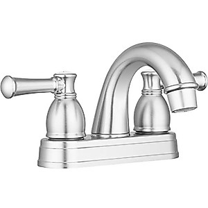 Dura Faucet RV Designer Two Handle Arc Spout Bathroom Faucet (Brushed Satin Nickel) - for Recreational Vehicles, Motorhomes, Travel Trailers and More