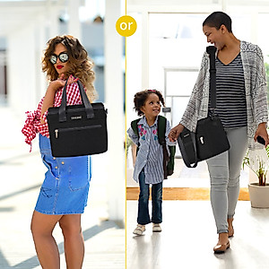 YOUMEHOME Baby Bottle Bag with Ice Pack Breastmilk Cooler Bag Fits 6 Baby Bottles Up to 9 Ounce, Perfect for daycare, nursing moms, and travel Tot bottle bags - Black