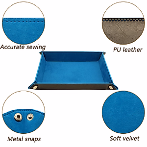 Socospace Valet Tray-leather and velvet,EDC Tray,Catchall Tray for Jewelry,Wallets,Watches,Key,Phones,Glasses, Perfect for Nightstand,Entryway Table,Desk,Key Tray,Home Decor（Blue）