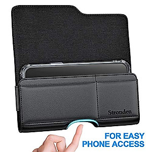 Stronden Holster for iPhone 14 Plus, 14 Pro Max, 13 Pro Max, 12 Pro Max, 11 Pro Max, XS Max - Leather Belt Case with Belt Clip [Magnetic Closure] Pouch w/Built in Card Holder (Fits Regular Case Only)