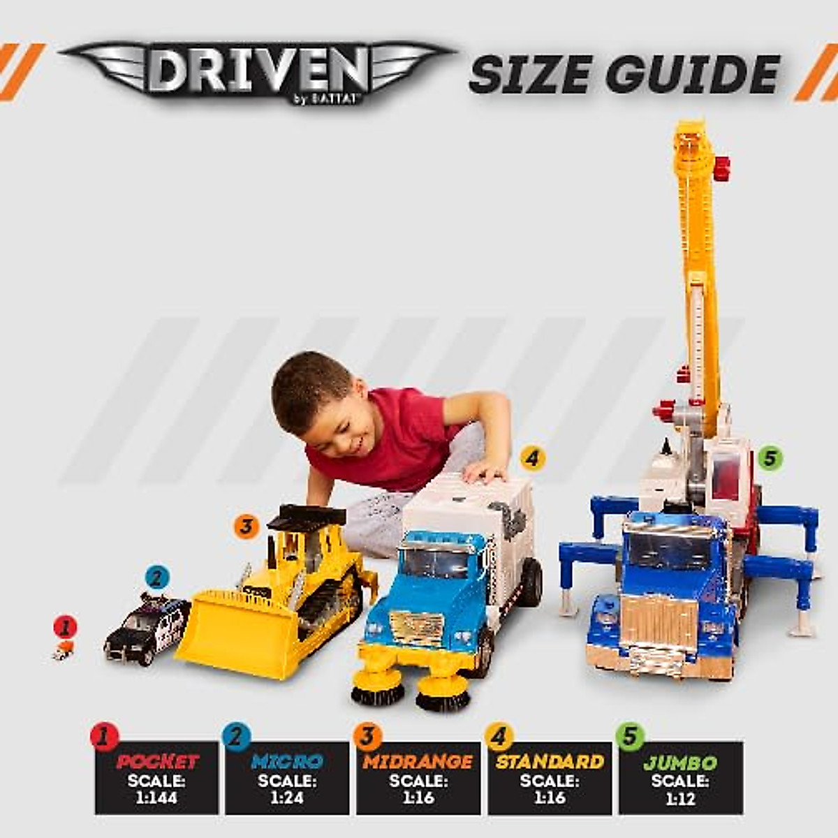 Driven by Battat – Toy Truck Car Carrier — Truck Toy with 34 Storage Space – 10 Pull Back Cars Included – Detachable Trailer – Gift Toy Car for Boys & Girls & Toddlers Aged 3+