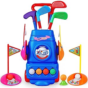 Toyly Toddler Golf Toy Club Set,4 Colorful Golf Sticks,4 Balls and 2 Practice Holes, Sports Toys,Toys Gift for Boys Girls, kids 3 4 5 6 Year Old