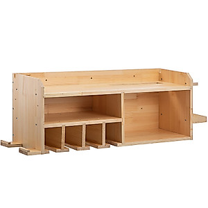 VEVOR Power Tool Organizer, Wall Mount Drill Holder, 4 Drill Hanging Slots Drill Charging Station, 3-Shelf Cordless Drill Storage, Polished Wooden Toolbox for Saw, Impact Wrench, Screwdriver Drill