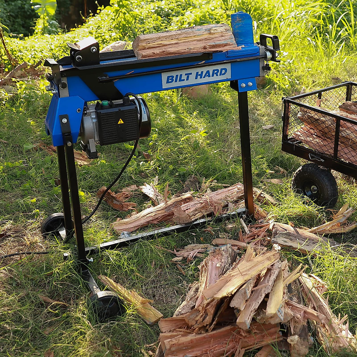 BILT HARD Electric Log Splitter 6.5 Ton with Stand, Wood Splitter Electric Powered 15 Amp Motor with Hydraulic Ram, Firewood Splitting Machine, Horizontal