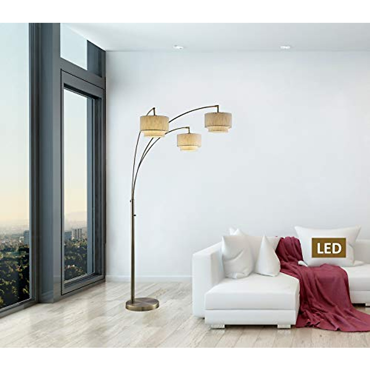 Artiva USA Lumiere III 83" Double Shade LED Arched Floor Lamp with Dimmer