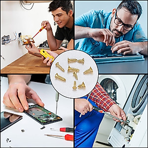 1080 Pcs Small Screws M2/M2.5/M3, Phillips Flat Head Cross Screws, Tiny Gold Self Tapping Screws, Micro Multifunctional Cabinet Electronic Accessories Screws for Woodworking (Carbon Steel Gold)